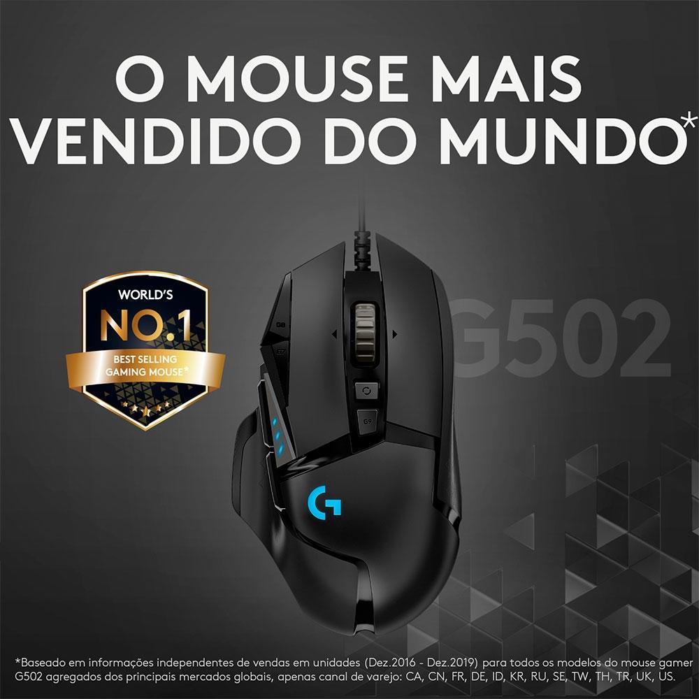 Mouse Gamer Logitech G502 Hero USB 25600 DPI 11 Botões - 910-005550 ...