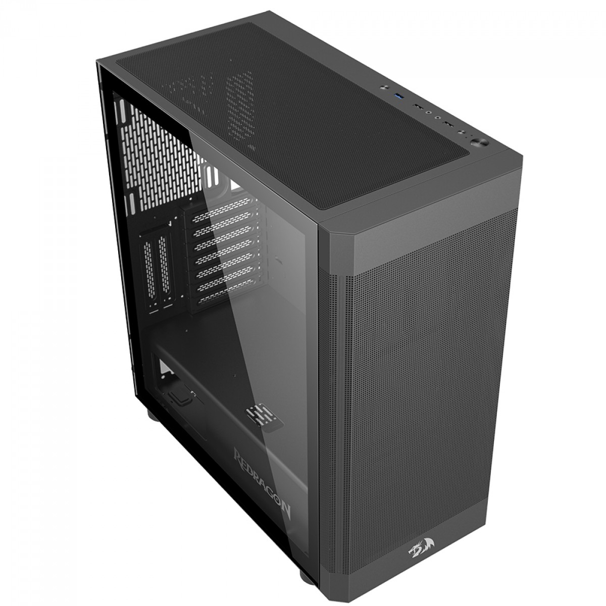 Gabinete Gamer Redragon Aeroglass Vidro Temperado Mid Tower Black - CA-602B - GK Infostore ...