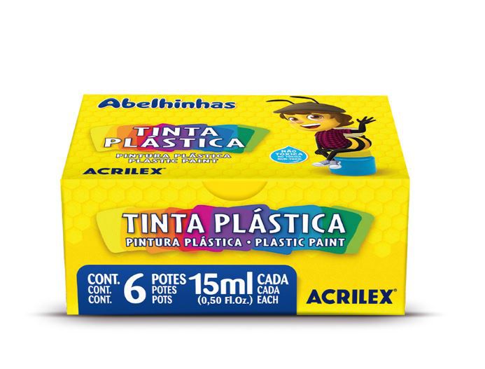TINTA PLASTICA 15ML C/6 CORES ACRILEX - LCH INFORMATICA E PAPELARIA