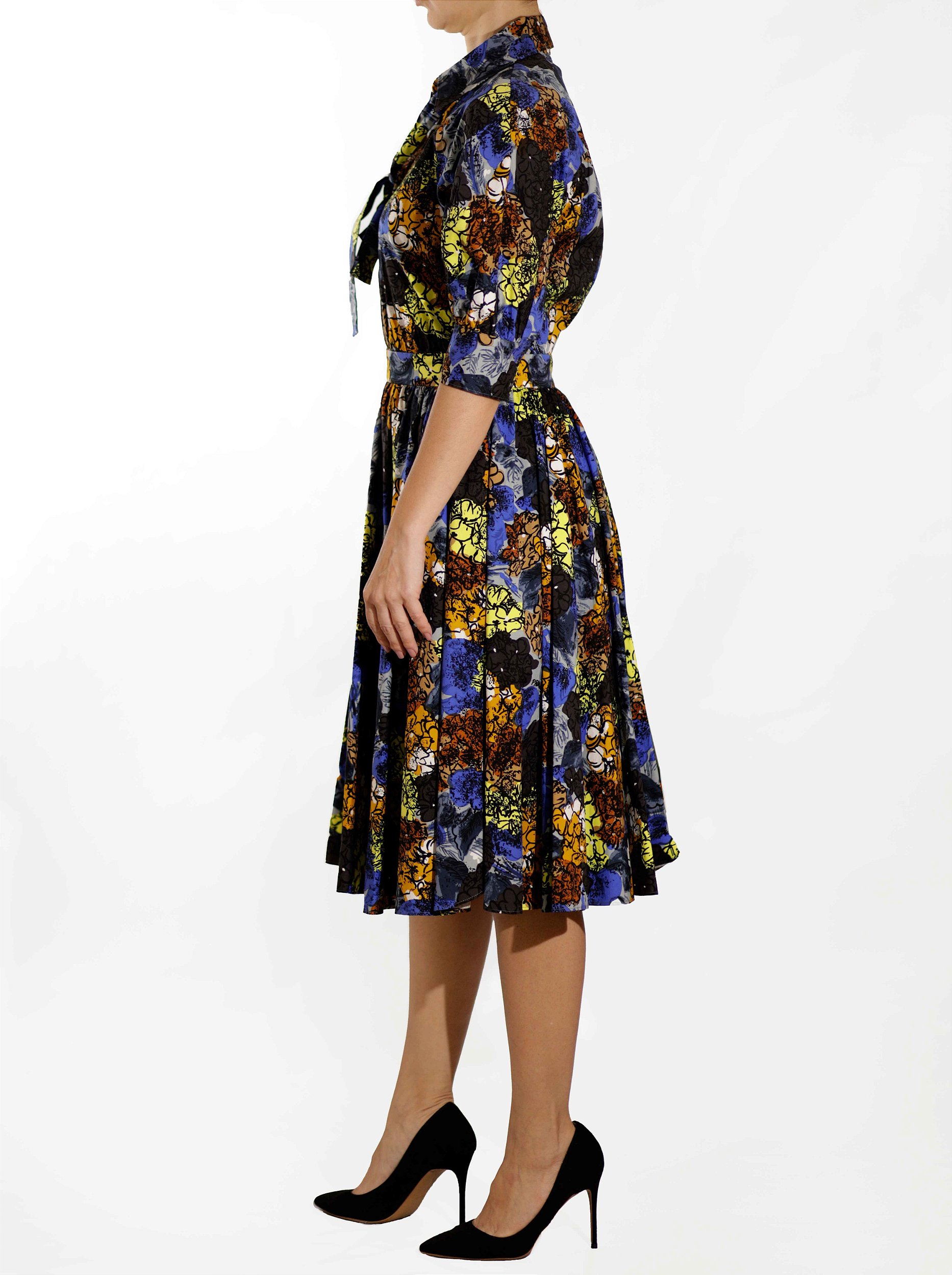 Vestido Prada Estampado Azul Tricoline Chemise - Bhava