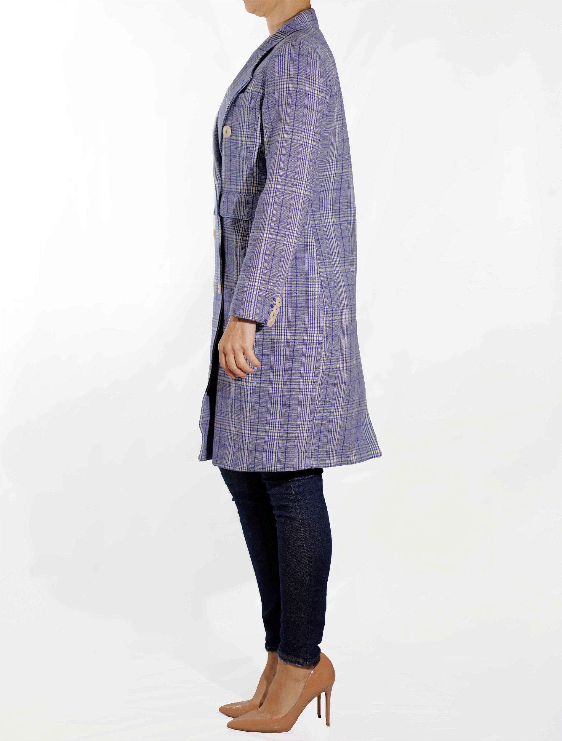 Sobretudo Mango Azul Xadrez - Bhava