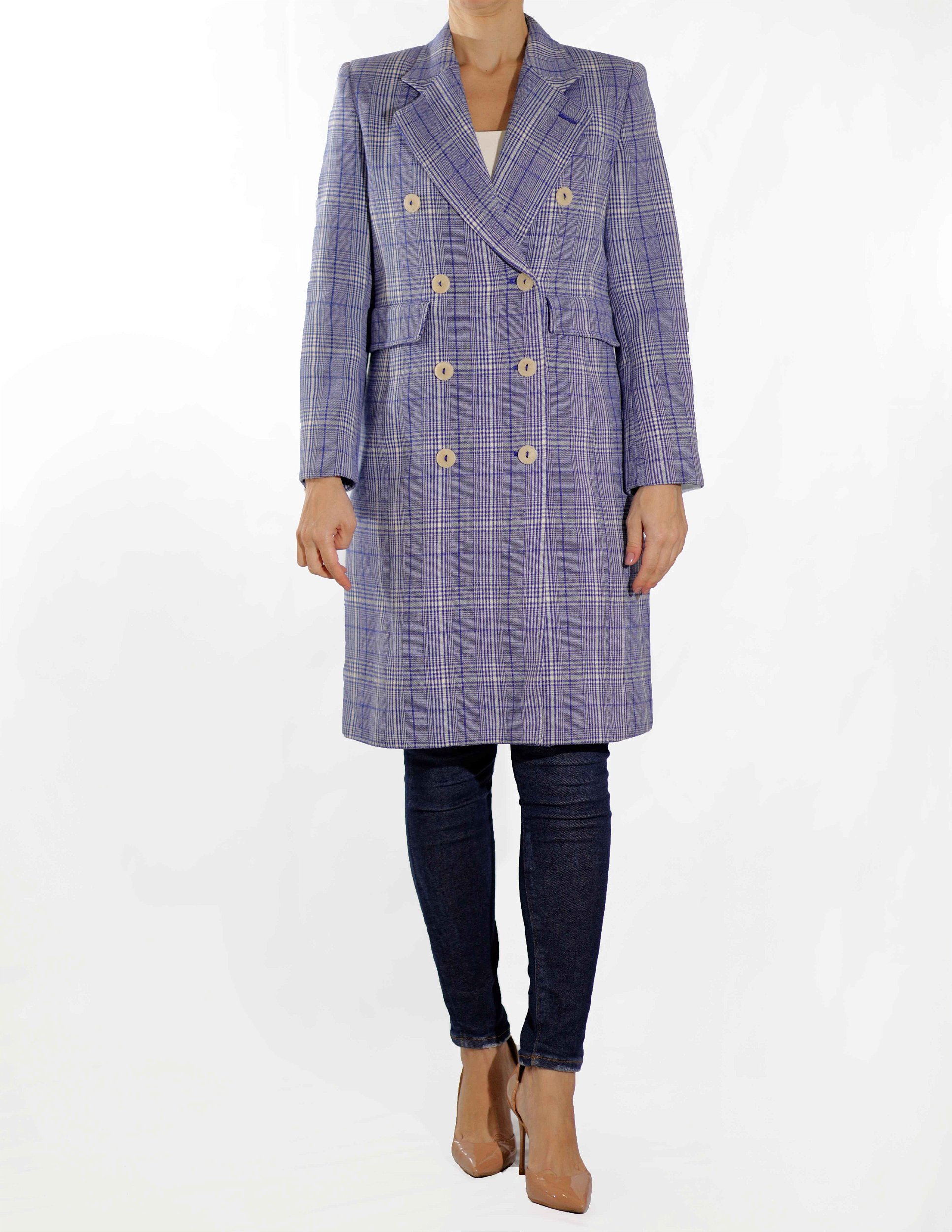 Sobretudo Mango Azul Xadrez - Bhava