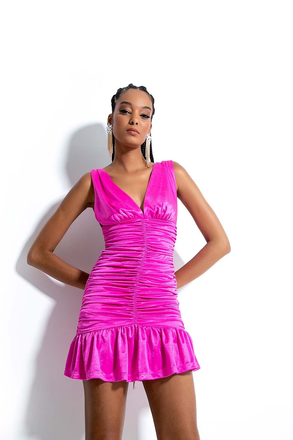 Vestido Ave Rara Rosa Pink Drapeado - Bhava