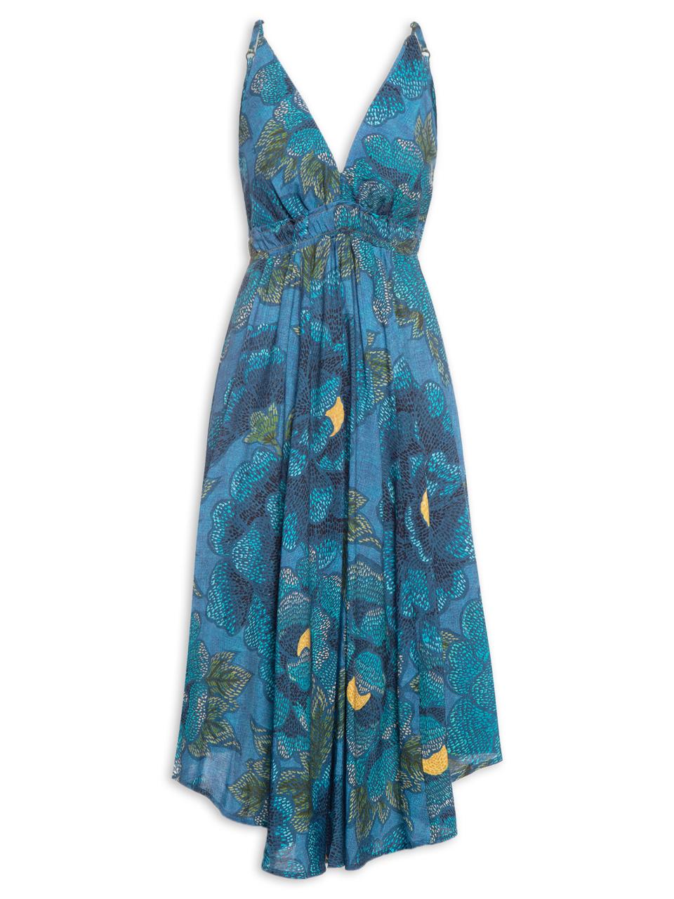 Vestido Farm Azul Estampa - Bhava