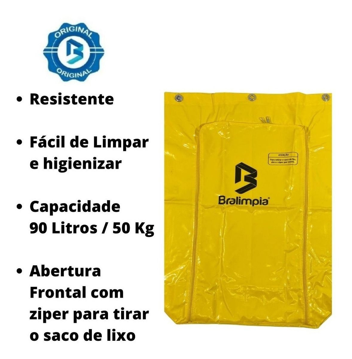 Saco Coletor Para Carro Multifuncional Amarelo Bralimpia - Aradesc
