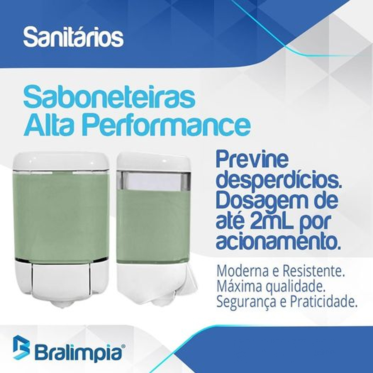 Saboneteira bralimpia alta performance acrilica RESEV. 1 LT - Aradesc