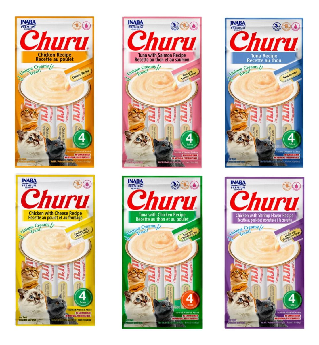 PETISCO CHURU SABOR GALINHA 4 Tubos 56g INABA - A casa do seu PET