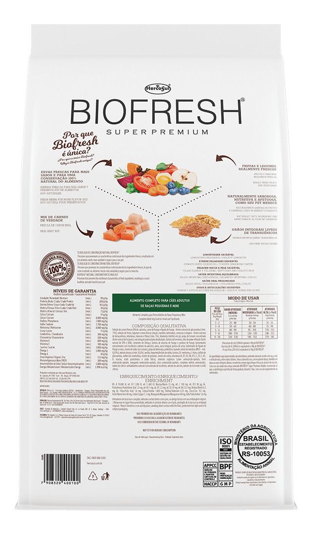BIOFRESH ADULTO PEQ/MINI 3KG - A casa do seu PET