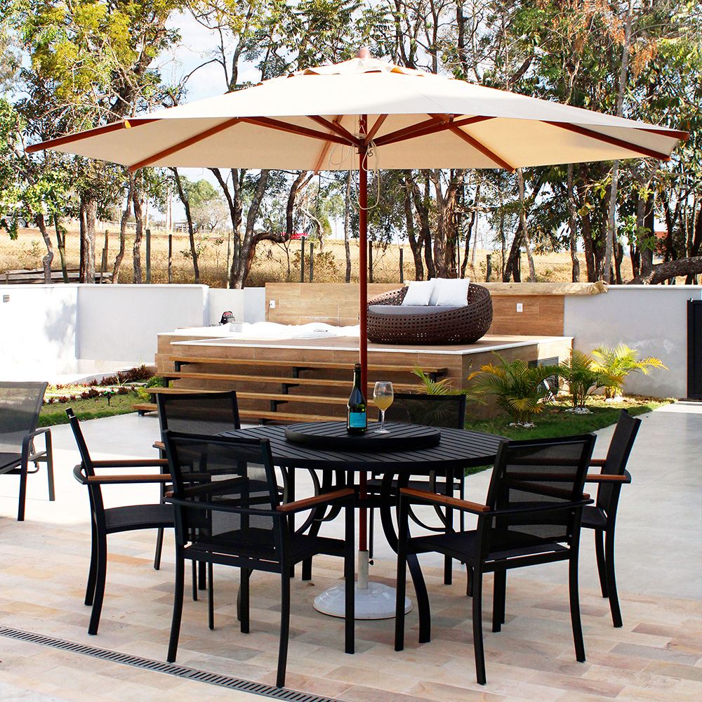 Mesa Ripada 1,40m em Alumínio com Giro Externo - Sarah Móveis