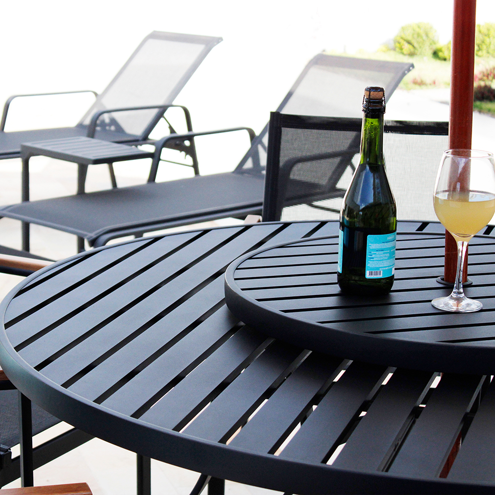 Mesa Ripada 1,40m em Alumínio com Giro Externo - Sarah Móveis