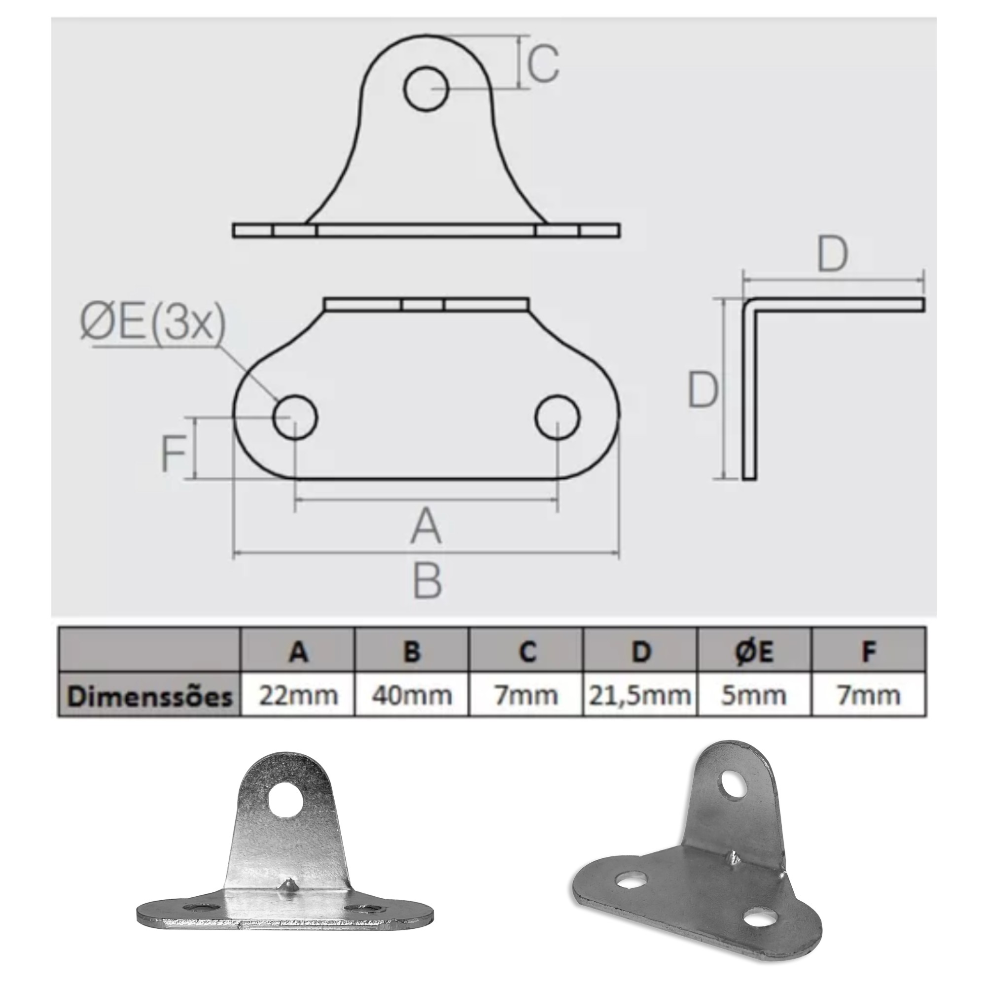 Cantoneira 3 Furos Zincada - Revitalar