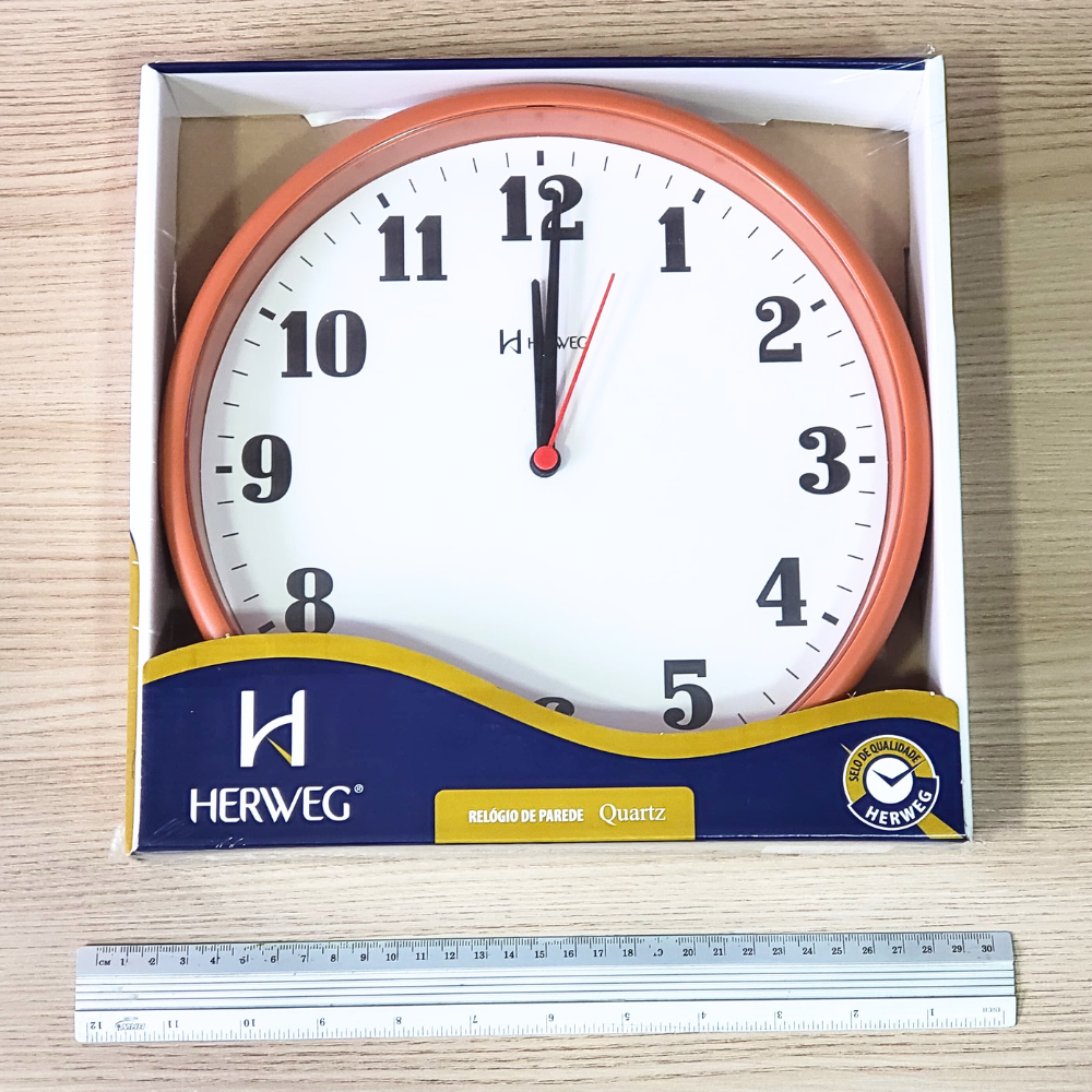 Relógio de Parede Quartz Herweg Analógico Redondo Tijolo 6126 - 302 ...
