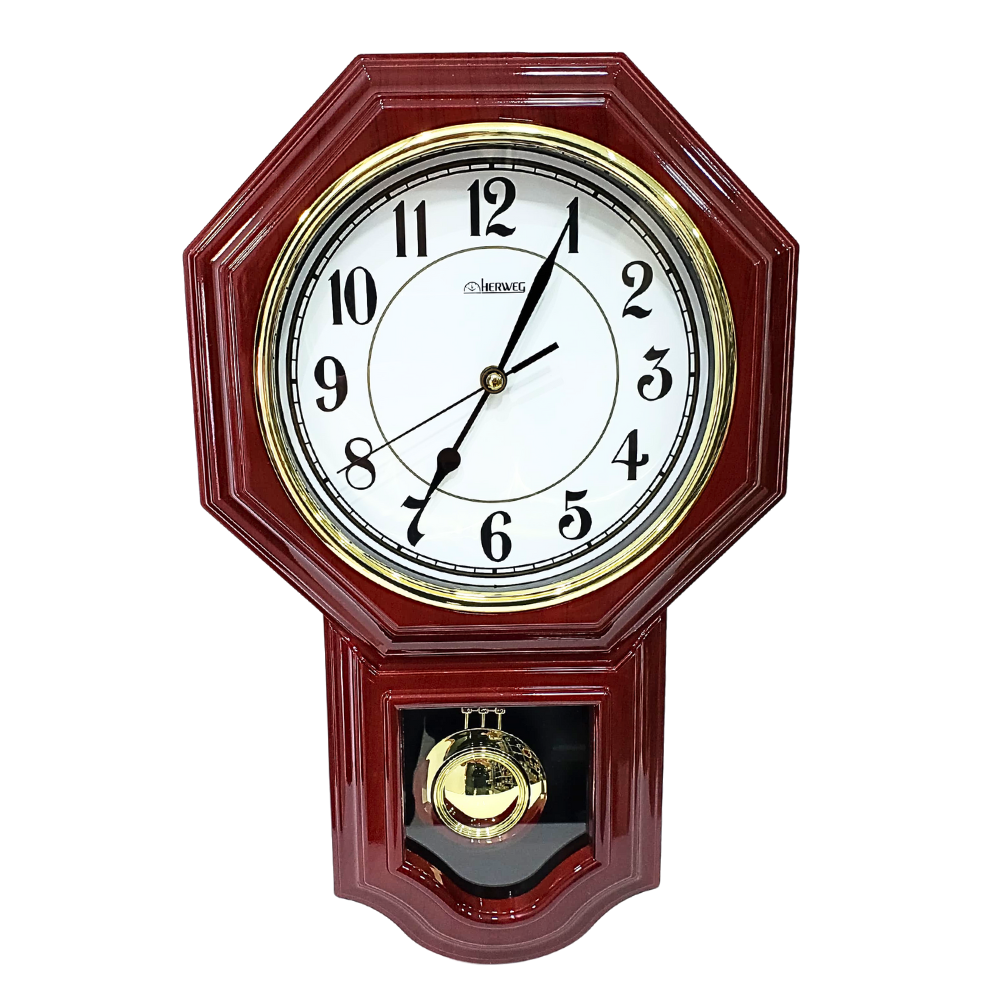 Relógio de Parede Herweg Pêndulo e Musical Mogno 5304 - 115 - Relógios ...