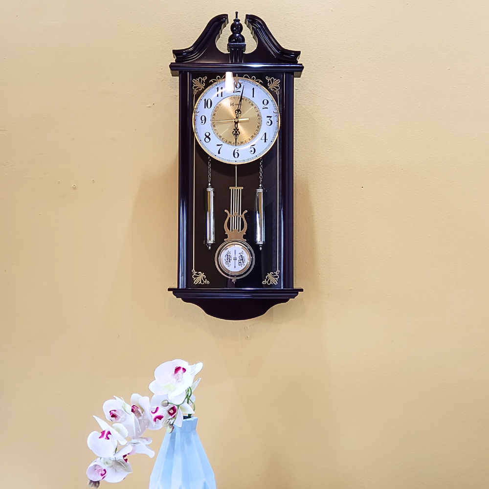 Relógio de Parede Herweg Pêndulo Analógico Cor Ipê 6446 - 084 ...