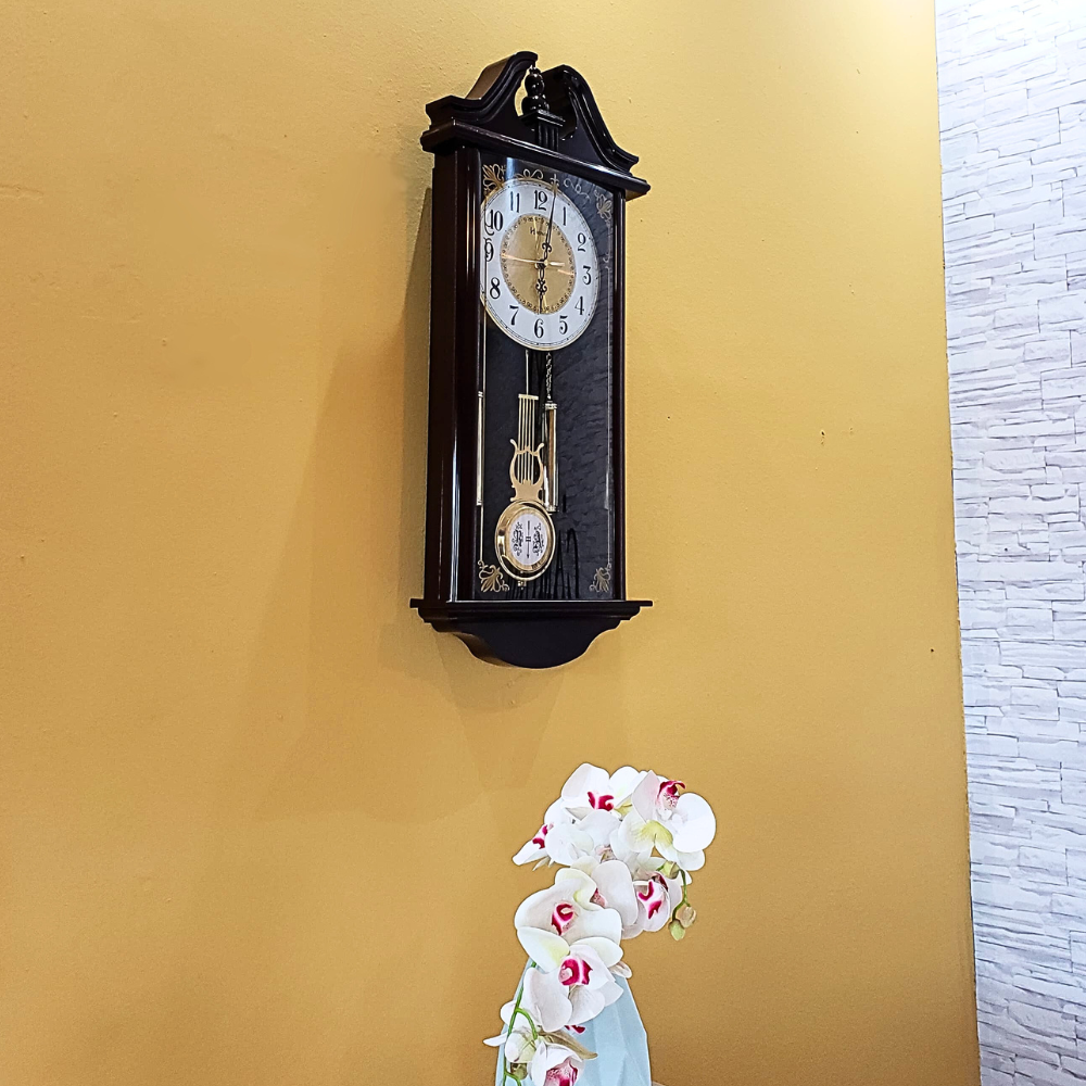 Relógio de Parede Herweg Pêndulo Analógico Cor Ipê 6446 - 084 ...