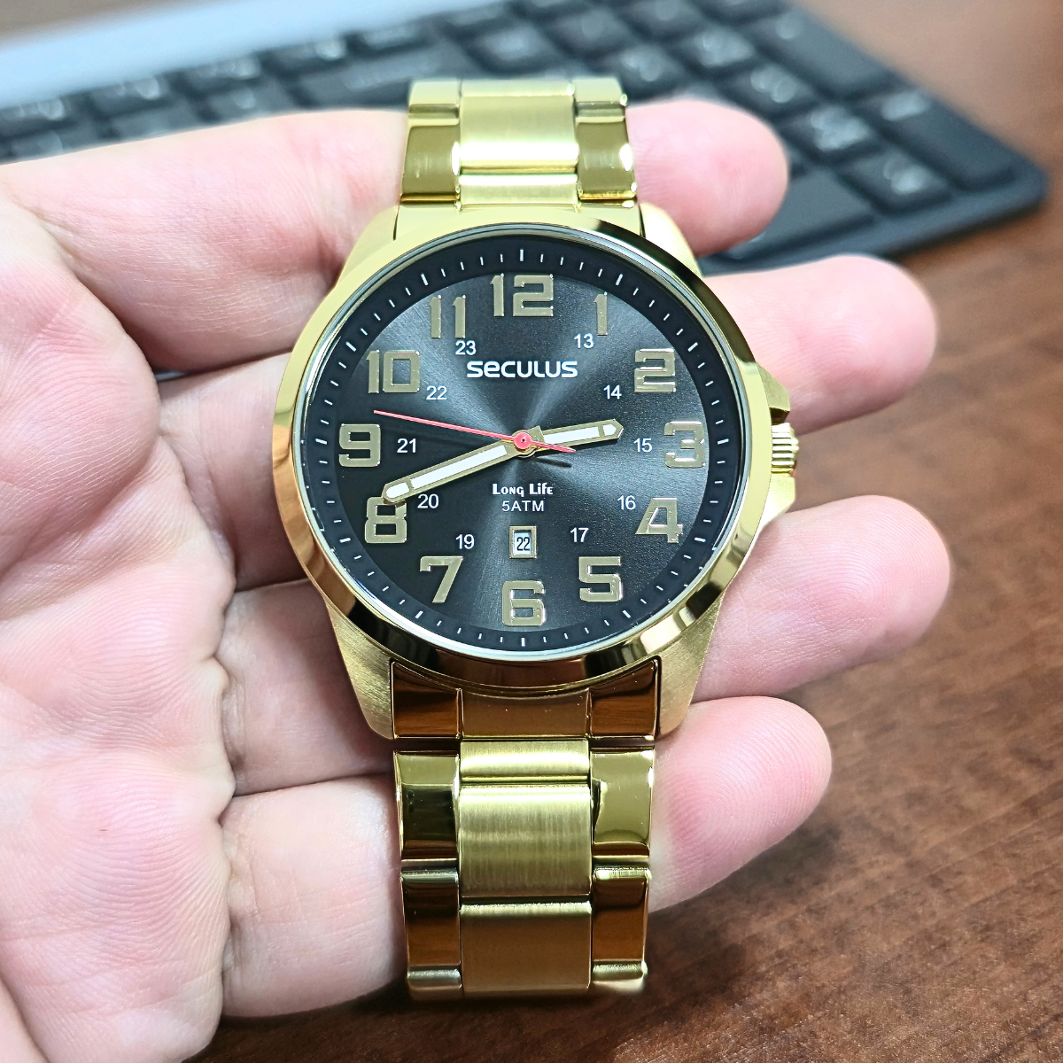Relógio Seculus Masculino Analógico Dourado Long Life 20807GPSVDA2 ...