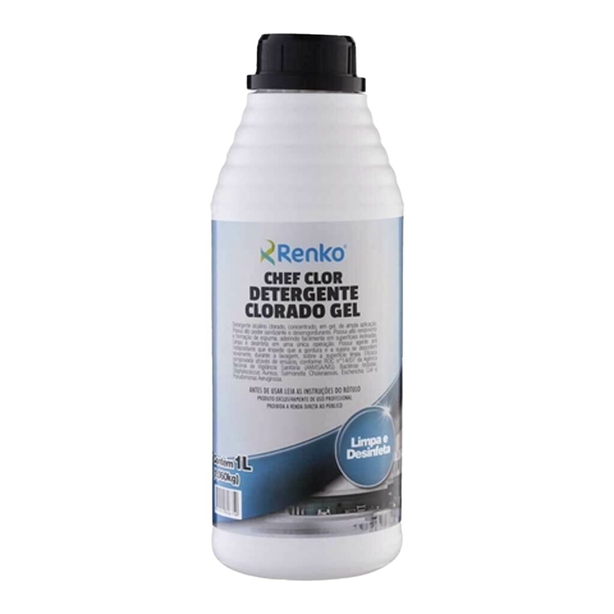 CHEF CLOR DETERGENTE DESINFETANTE CLORADO 1L RENKO - Enova Praticidades