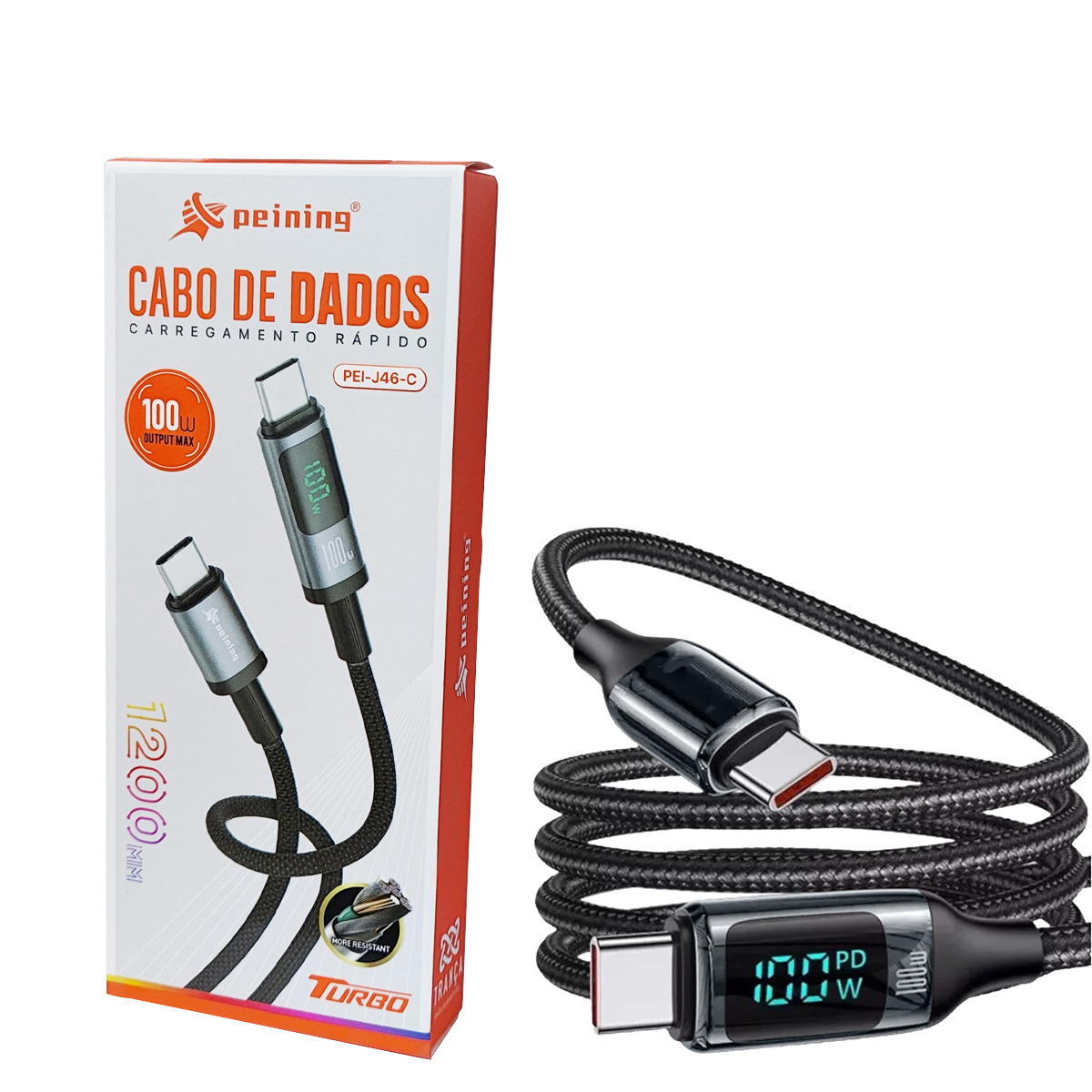 Cabo Carregador USB-C Carga Turbo Nylon 120cm com Display - GCM Cases ...