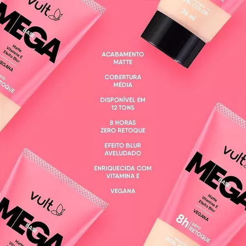 Base Liquida Mega Base 26ml - VULT - Favorita - Loja de Maquiagem