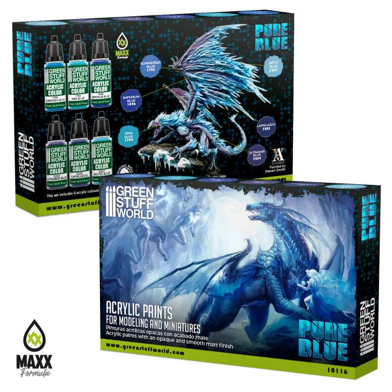 Conjunto Tintas Acrílicas PURE BLUE - Green Stuff World (Box x6 17ml ...