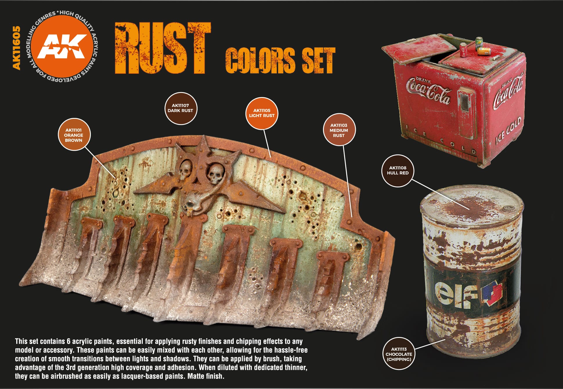 Conjunto Tintas Acrílicas RUST AND ABANDONED - AK Interactive - Sua ...