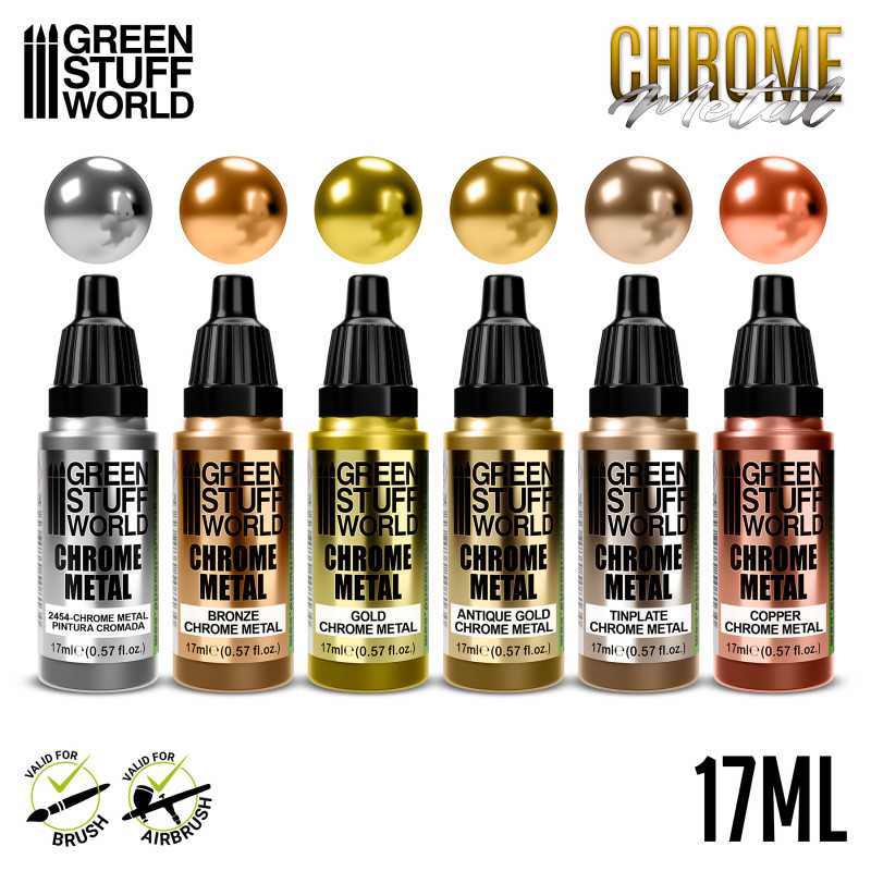 Conjunto Tintas Metálicas CHROME - Green Stuff World (Box x6 17ml) - Sua loja de pintura!