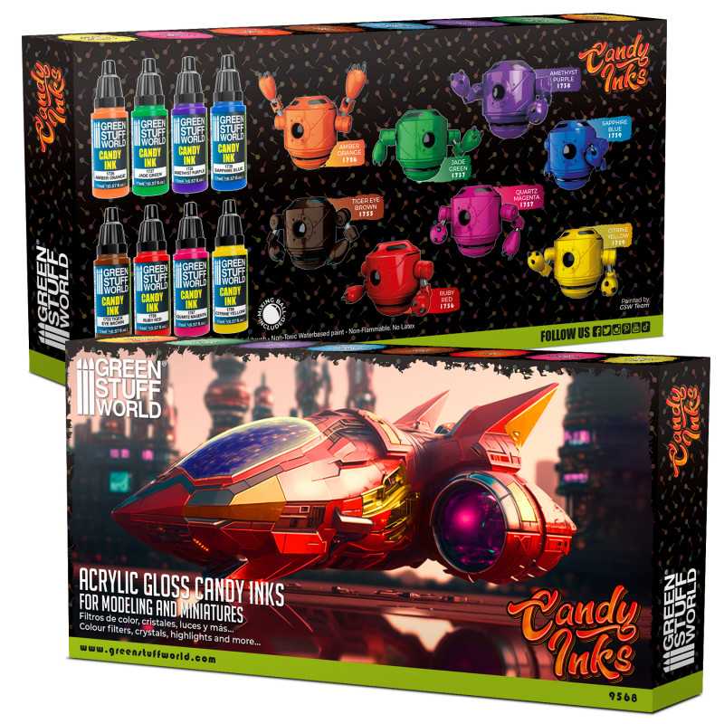 Conjunto Tintas Acrílicas CANDY INKS - Green Stuff World (Box x8 17ml ...