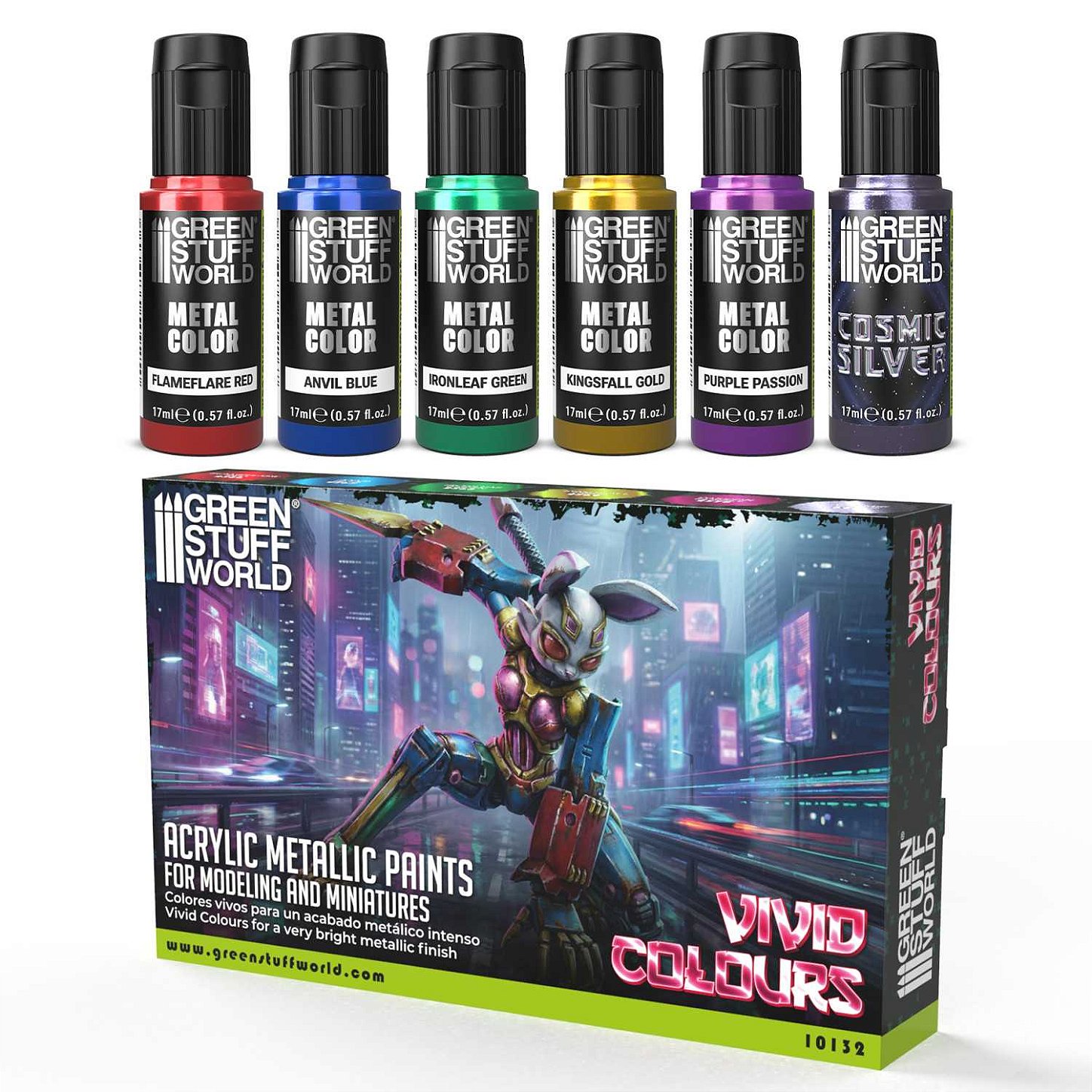 Conjunto Tintas Metálicas VIVID - Green Stuff World (Box x6 17ml) - Sua ...