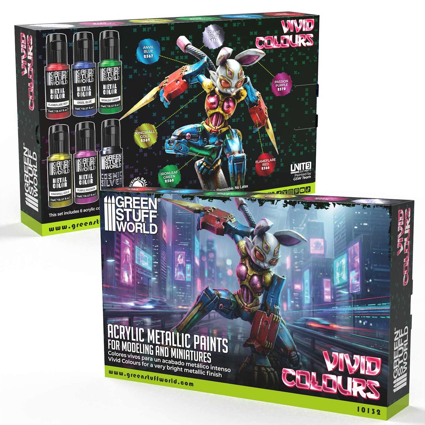 Conjunto Tintas Metálicas VIVID - Green Stuff World (Box x6 17ml) - Sua ...