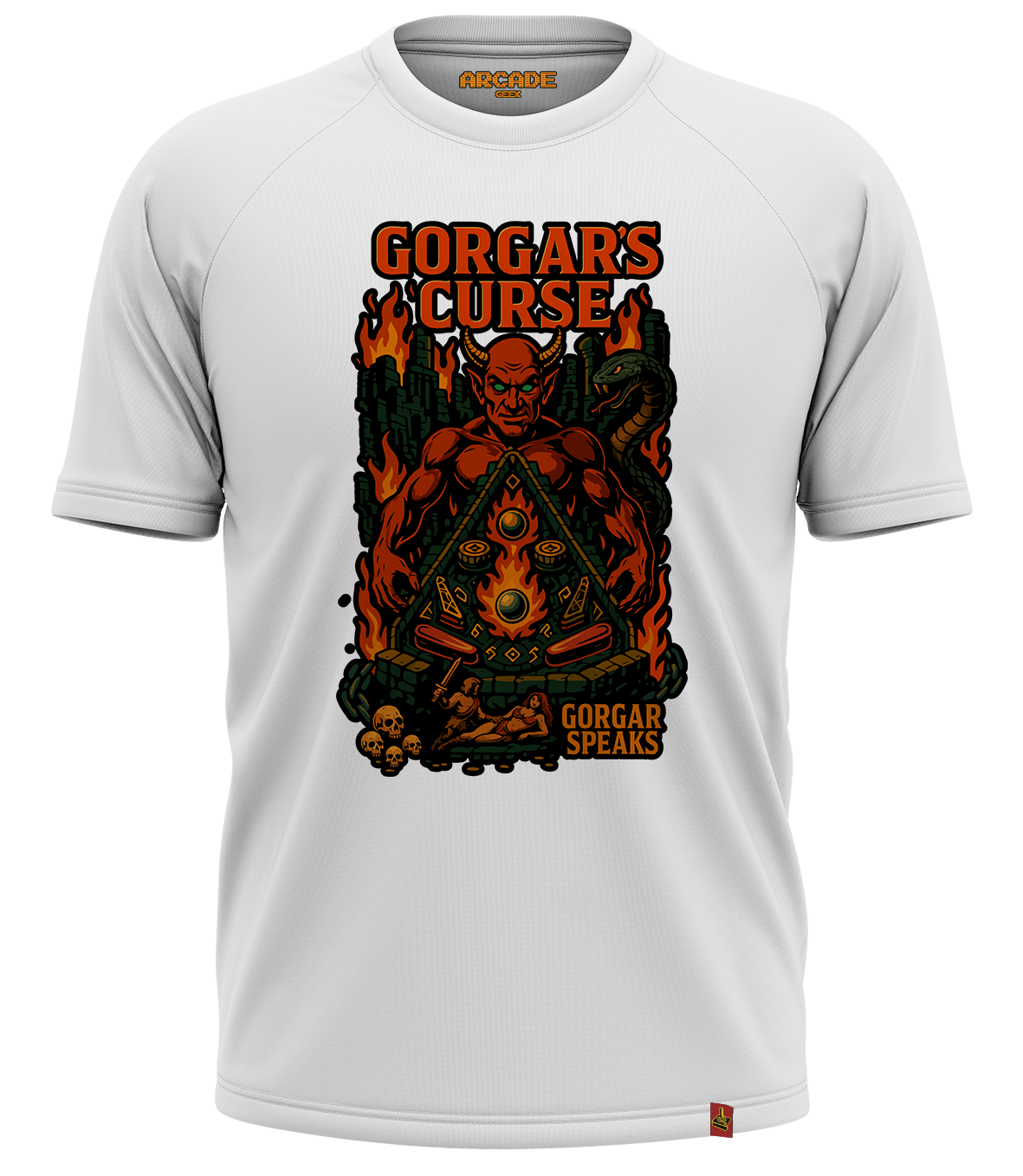 CAMISETA ARCADE GEEK GAMER PINBALL GORGAR CURSE SPEAKS FLIPERAMA NERD ...