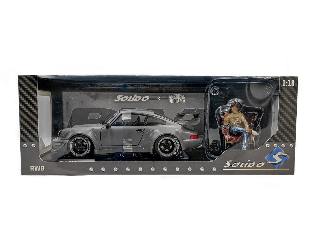 Porsche RWB Bodykit Nardo Grey 2024 + Akira Nakai Figure 1:18 Solido ...