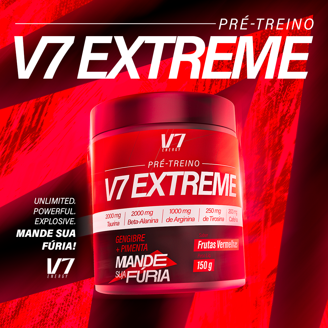 Pré-Treino V7 Extreme 150g – Frutas Vermelhas – V7 Energy - V7 Energy