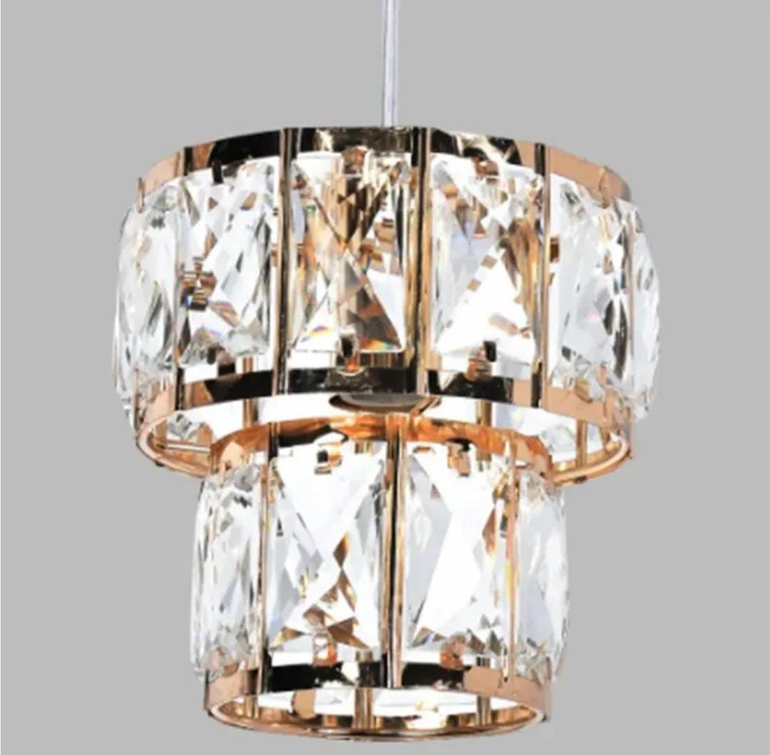 LUMINARIA PENDENTE REDONDO Ø15X15CM CRISTAL E METAL DOURADO - Lumedecor ...