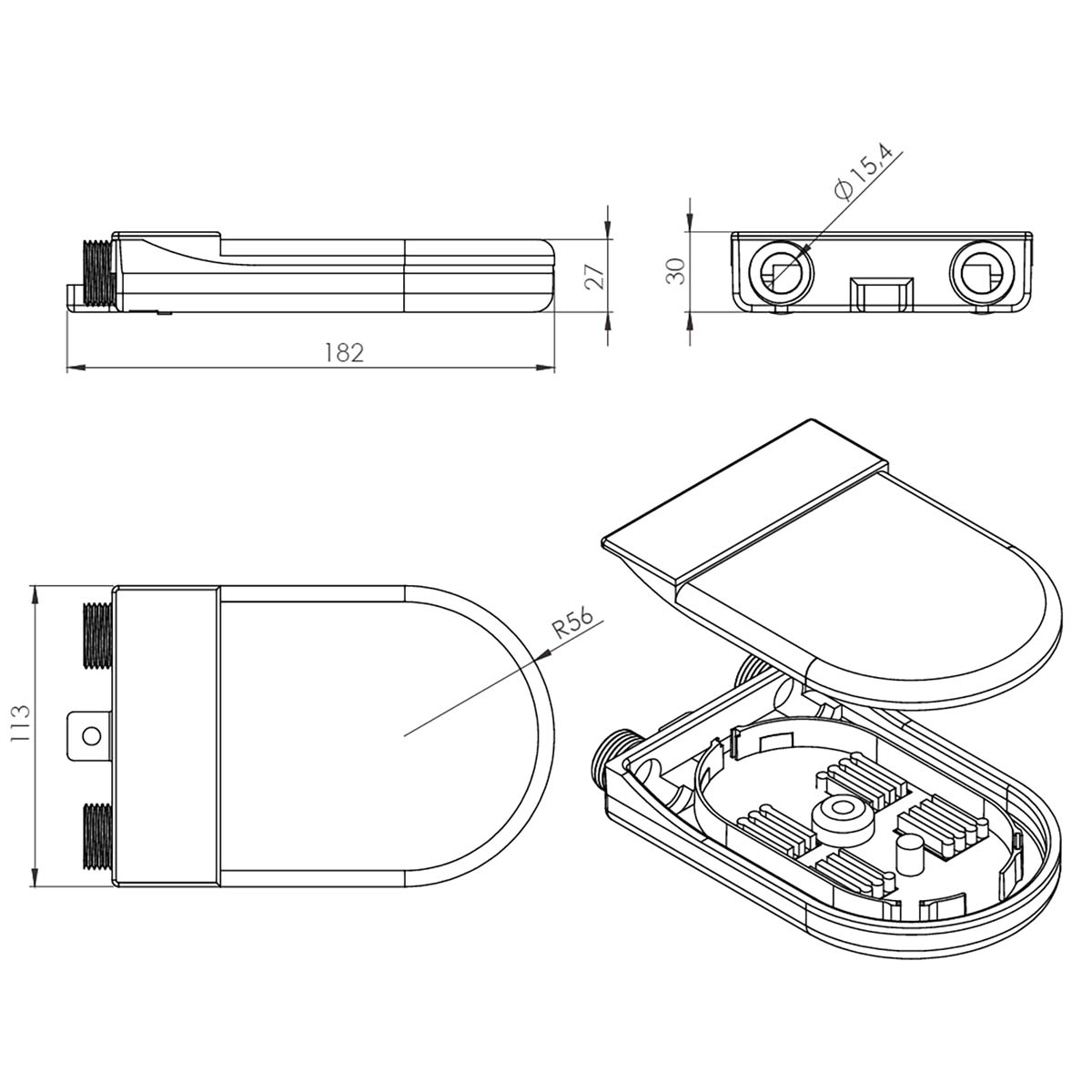 Terminador Óptico 6FO Plástico PRETO - Lojamatel