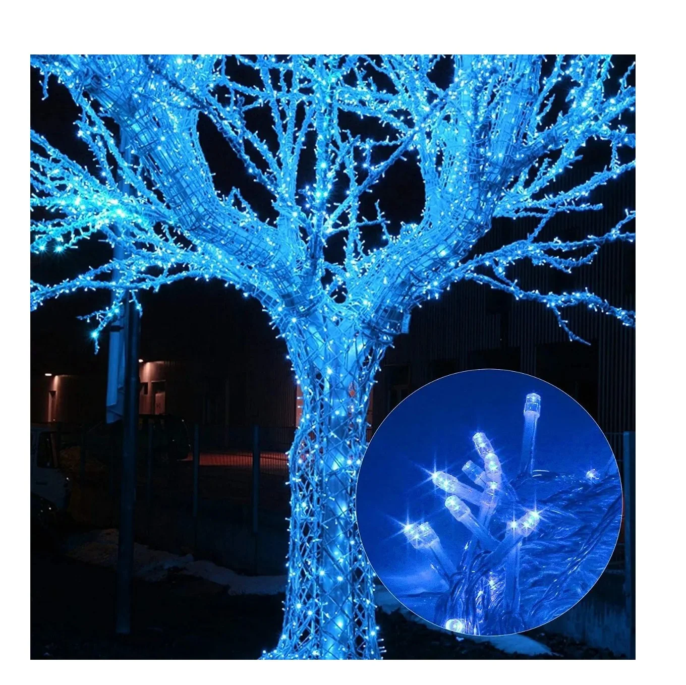 Pisca de Natal 100 Leds Azul 8 Funções 10 Mts. fio transparente 220V ...