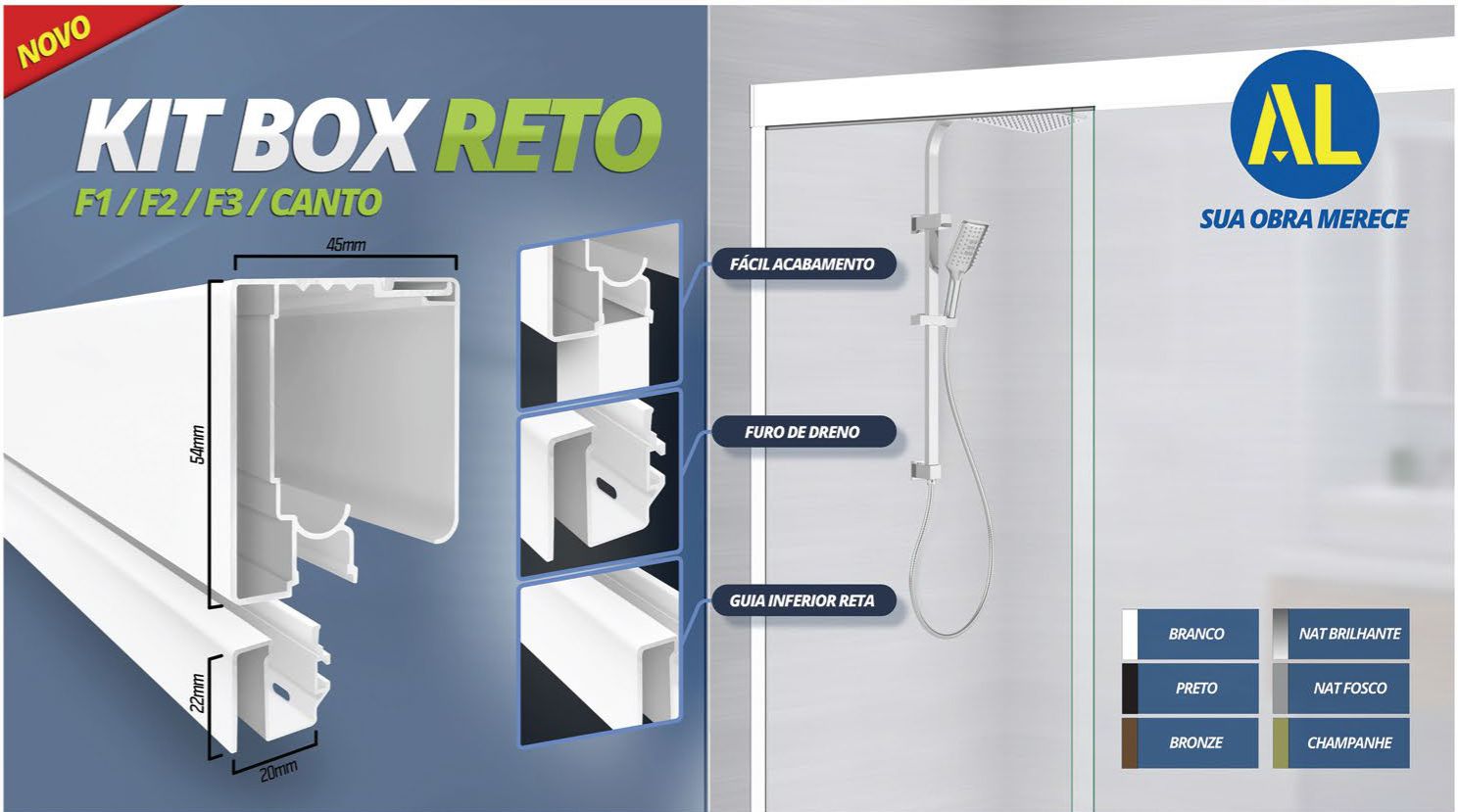 Kit Alumínio Box Banheiro Reto - Wizilux Loja Online