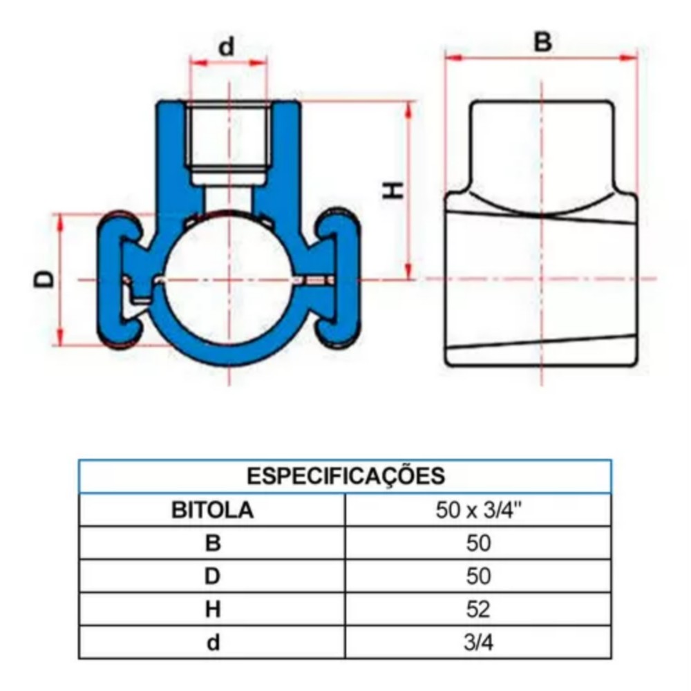 COLAR TOMADA PVC C/TRAVAS 50MM X 3/4" CB TIGRE - SeoAgro - Irrigação e ...