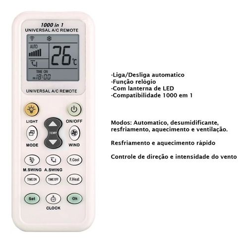Controle Remoto Universal Ar Condicionado - Talberg - Sua Casa Arrumada