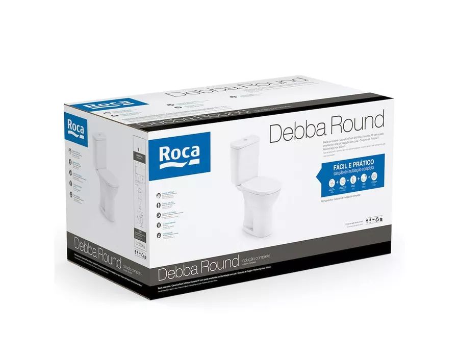 Kit Bacia Debba Round Branca com Caixa Acoplada - Roca Louças - Casa Comab