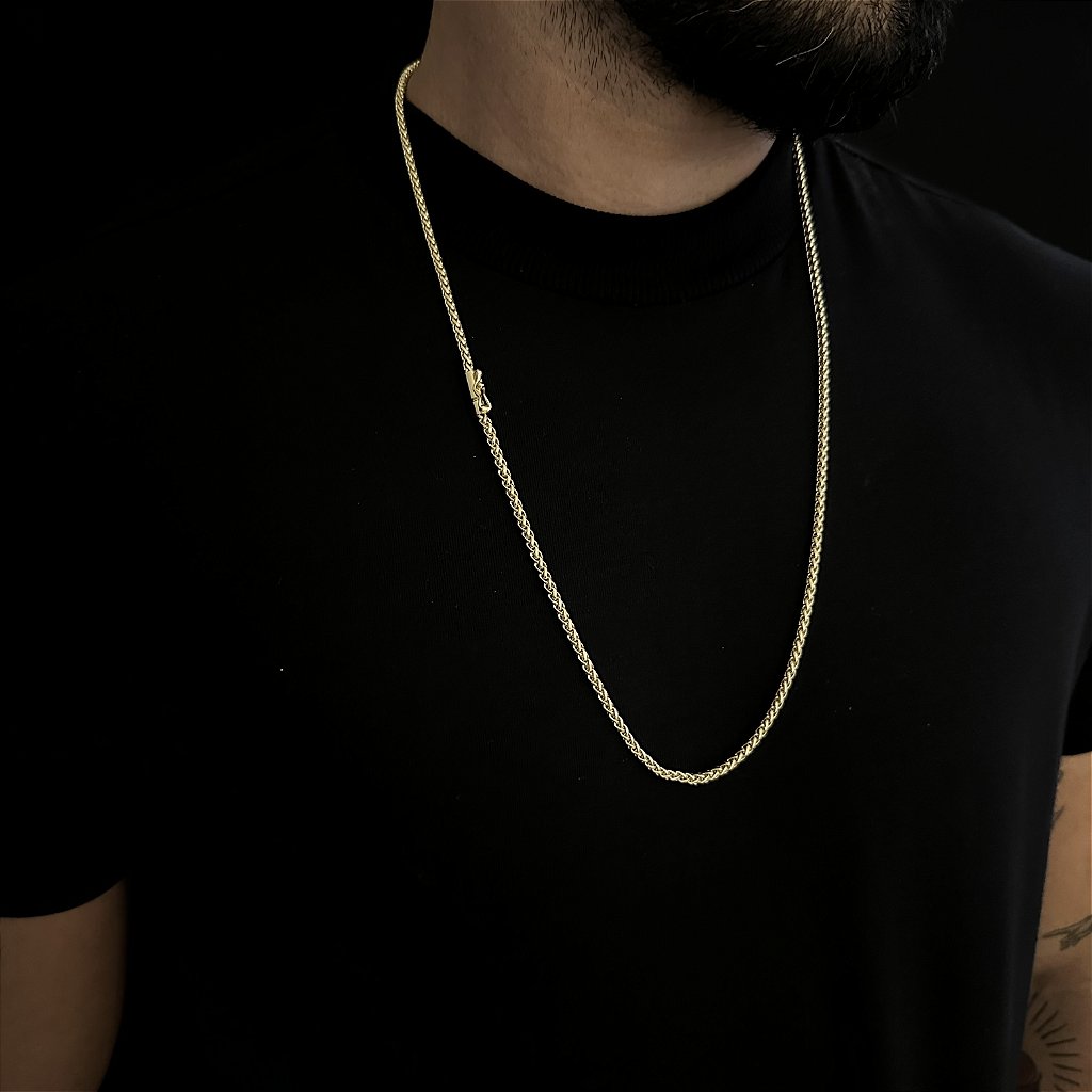 CORRENTE PERUANA (5mm- 31G- 60/ 70cm) - BANHADA A OURO 18K - DELUXE JOIAS RECIFE ATACADO