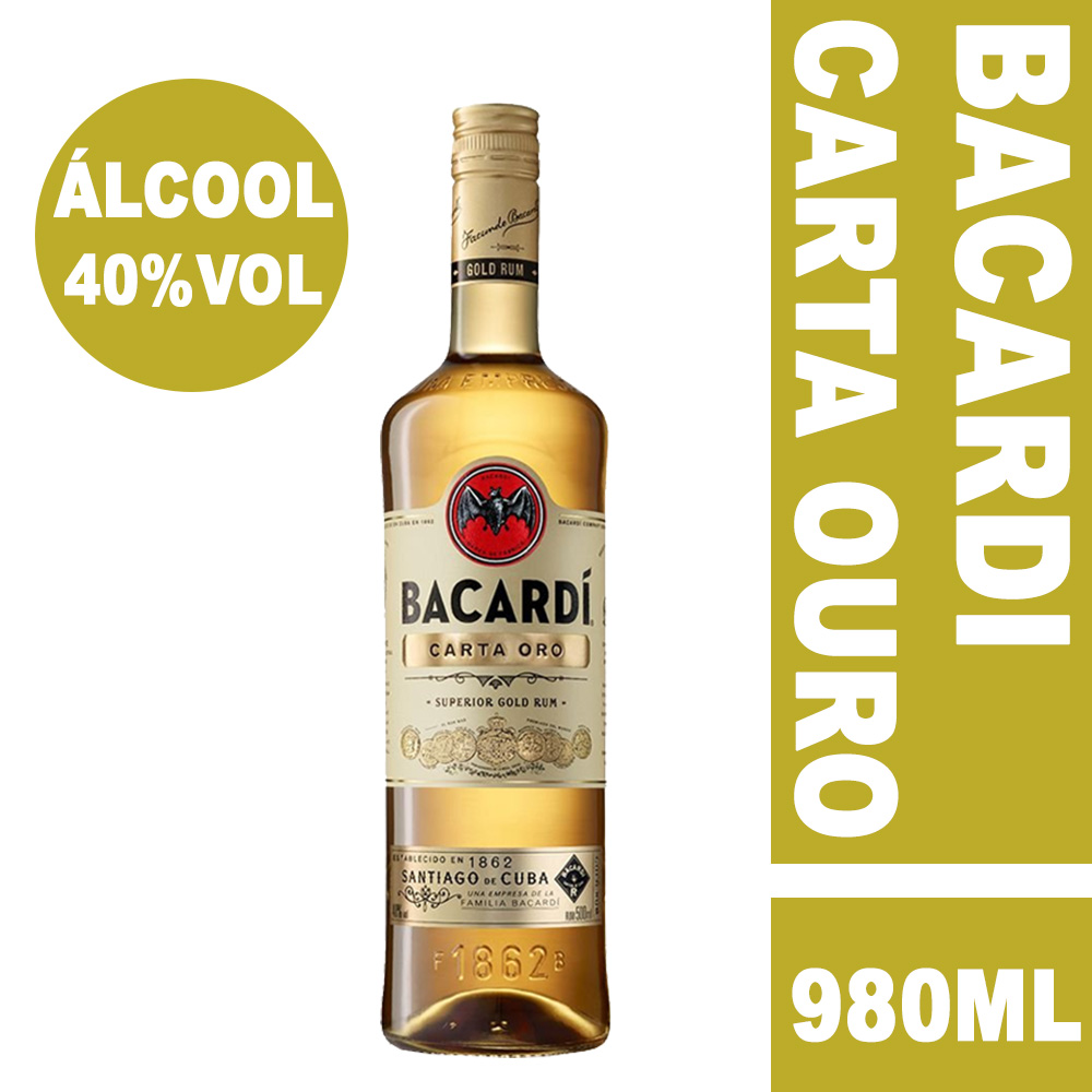 Rum Bacardi Carta Ouro 980ml - Compre Bebidas Online - Whisky, Vodka ...