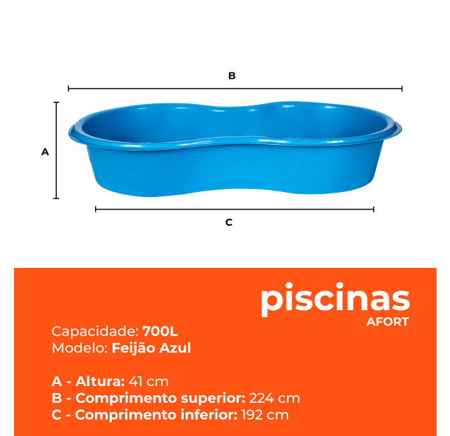 Piscina Feijao 700L Polietileno Azul Afort – qualidade garantida ...