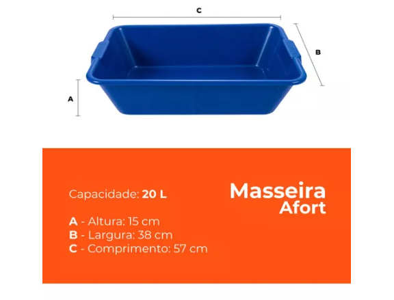 Caixa Massa 20L Polietileno Azul Afort – qualidade garantida ...
