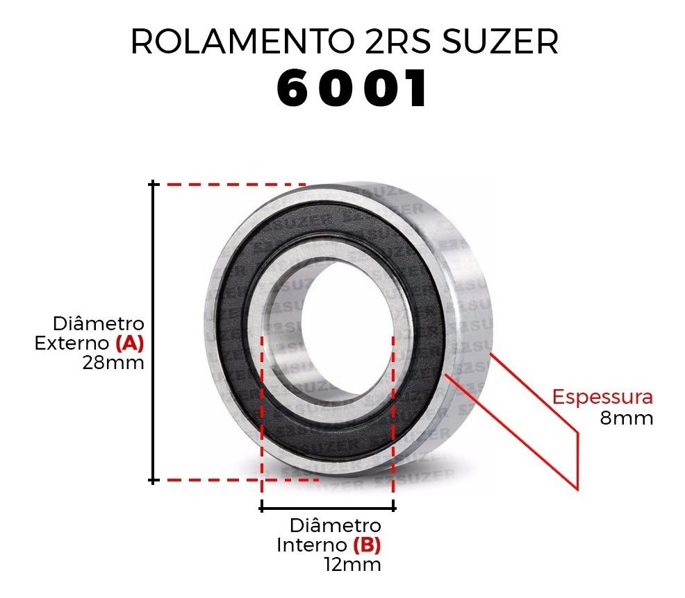 Rolamento De Esfera Rígido Blindado 6000 Ctk-180 2rs C3 - suzer