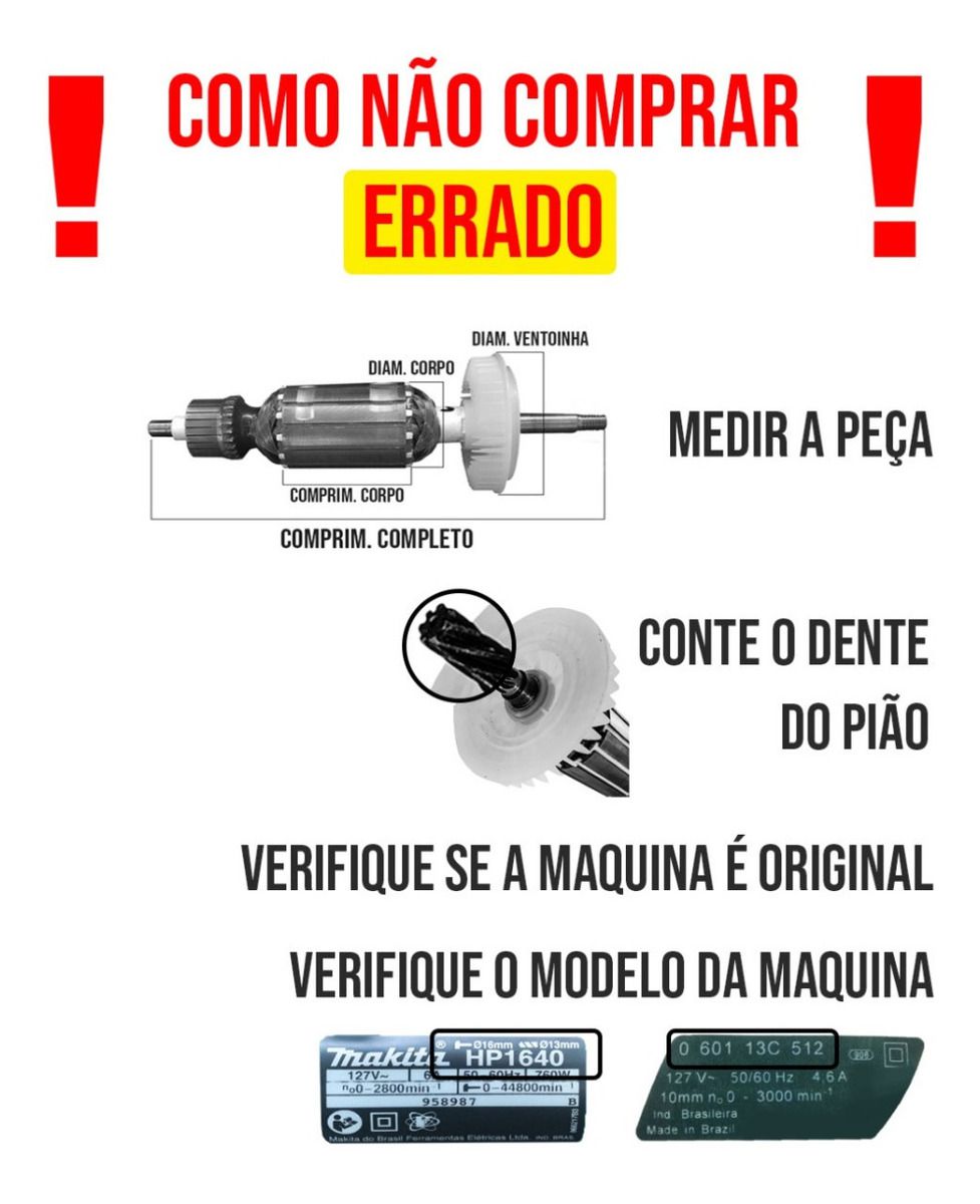 Induzido Rotor Martelo Rompedor Bosch 11316 / Gsh 11E 220V Suzer - suzer