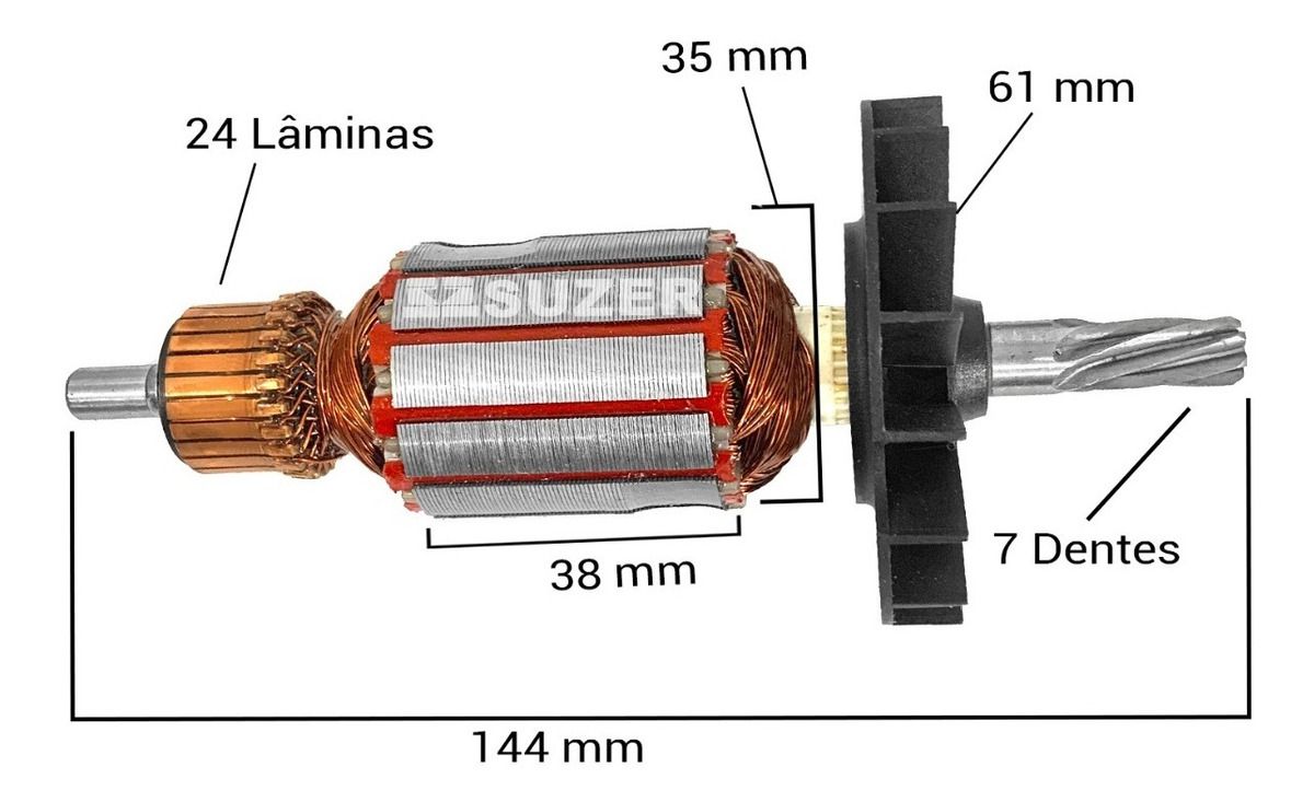 Induzido Completo do Martelete 820w Bosch GBH 2-24D 220v - suzer