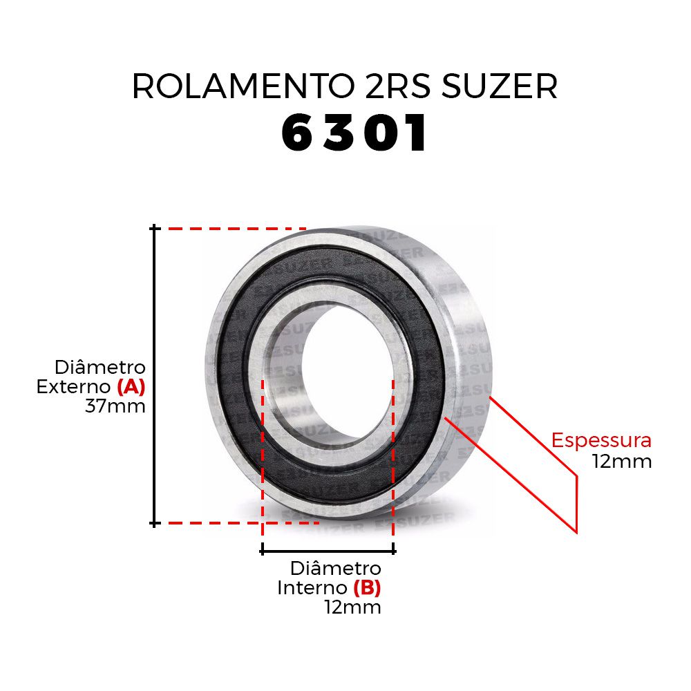 Kit 10 Unidades Rolamento De Esfera 6301 2rs C3 Bosch Makita - suzer