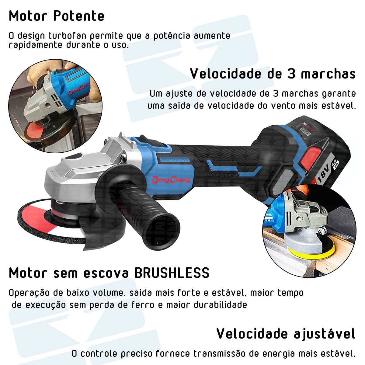 Esmerilhadeira Profissional 4 1/2 Com 2 Baterias 4.0ah 18v - suzer