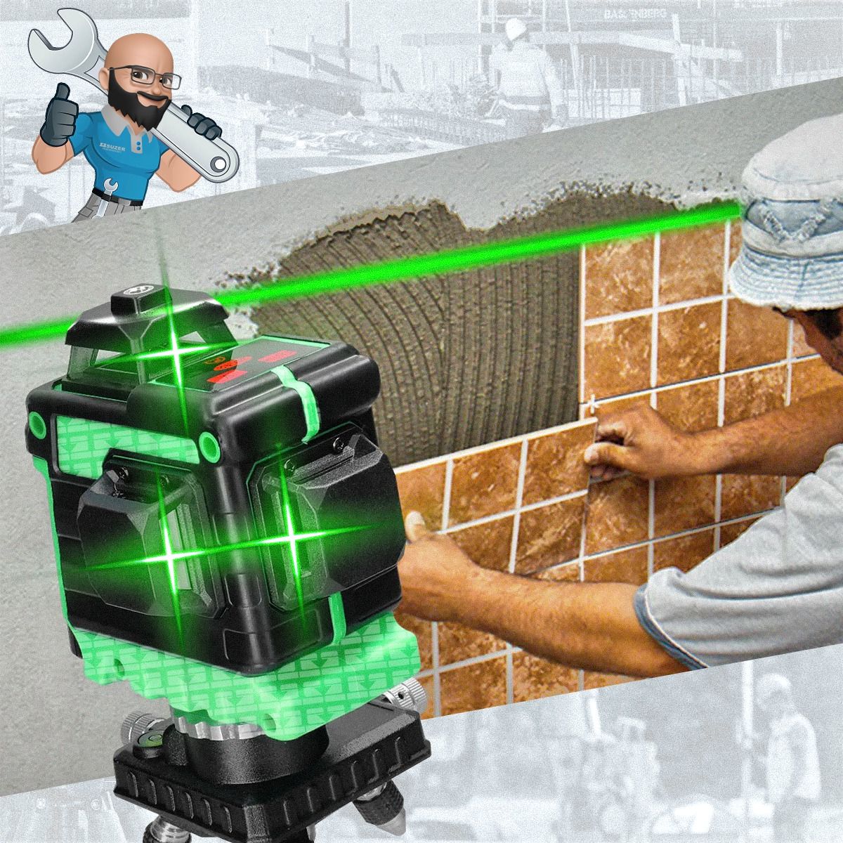 Nível Á Laser Verde 4d 16 Linhas 360 Profissional + Suporte - suzer