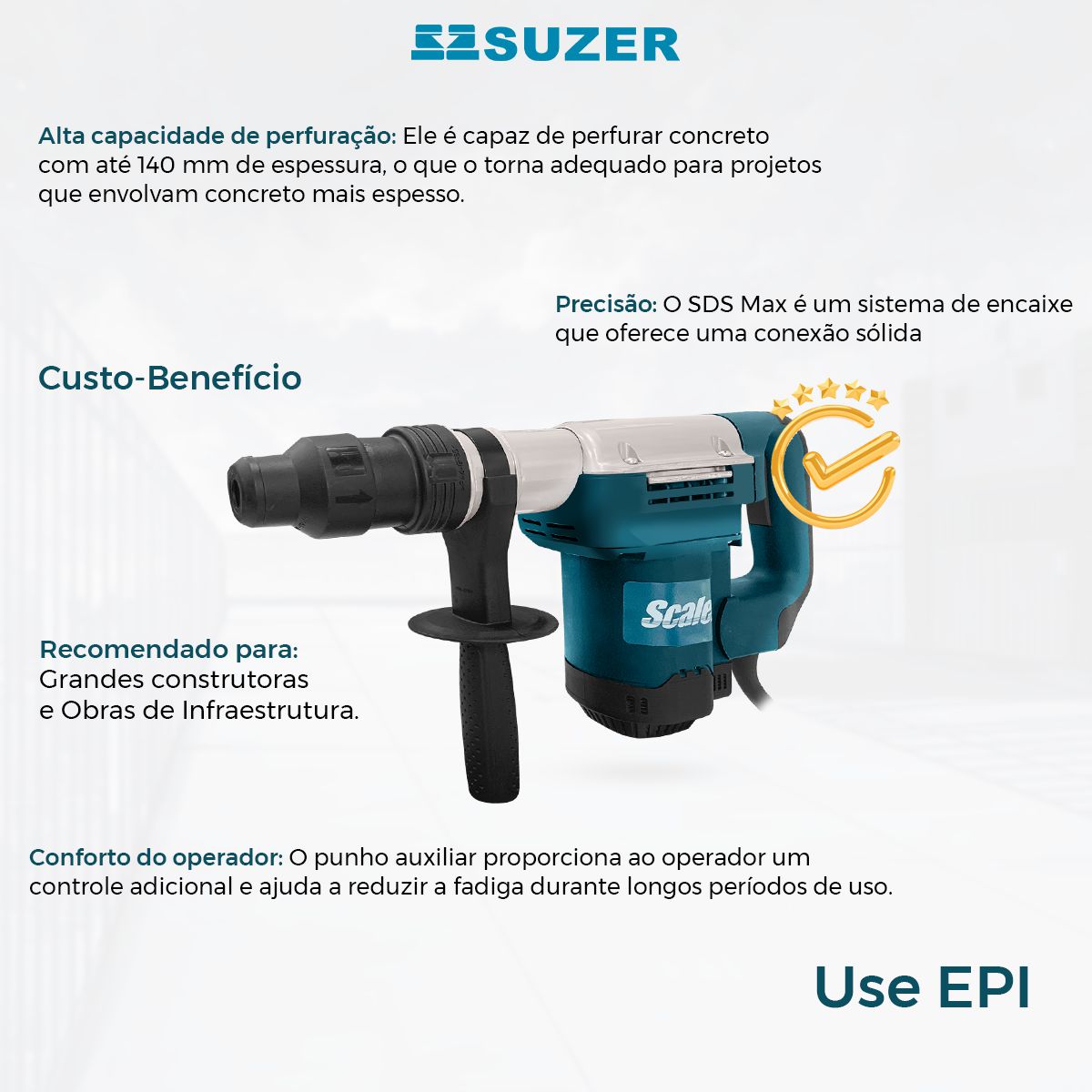 Martelete Demolidor Scaler 1050w Sds Max Tipo Gsh388 5kg - suzer